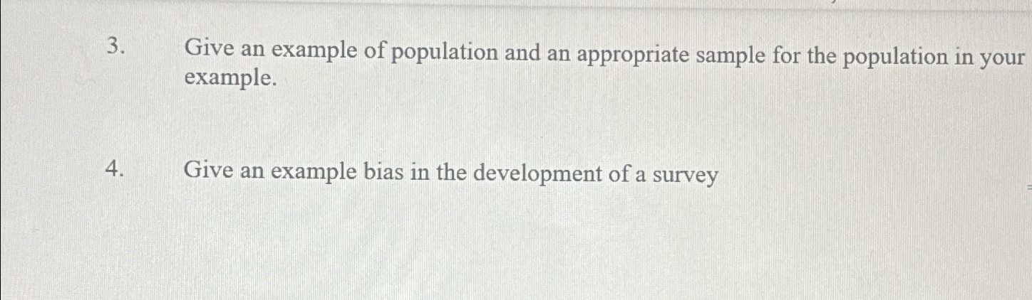 Solved Give an example of population and an appropriate | Chegg.com