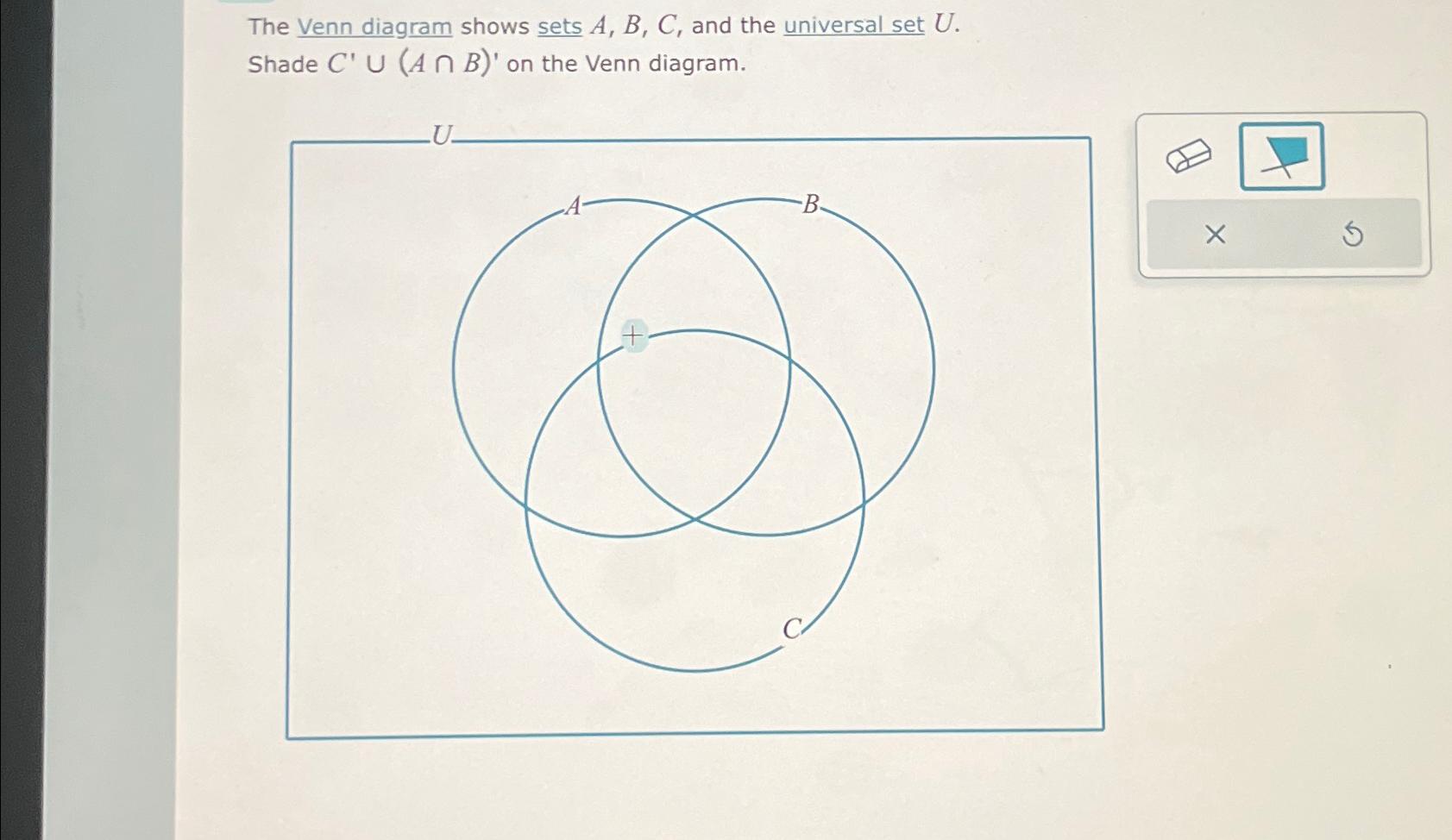 Solved The Venn diagram shows sets A,B,C, ﻿and the universal | Chegg.com