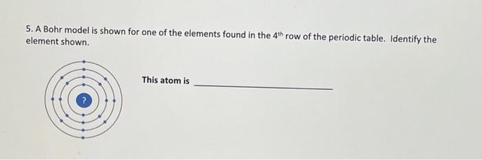 Solved 5. A Bohr model is shown for one of the elements | Chegg.com