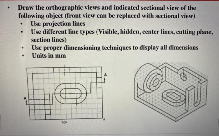 Solved . . Draw the orthographic views and indicated | Chegg.com