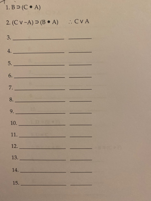 Solved 1. B > (C•A) 2. (CV-A) – (B • A) :CVA | Chegg.com
