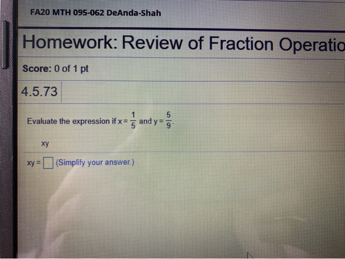 Solved Fa20 Mth 095 062 Deanda Shah Homework Review Of 