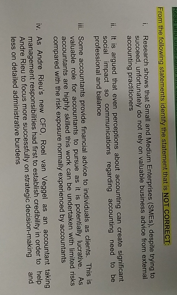 Solved From the following statements identify the statement | Chegg.com