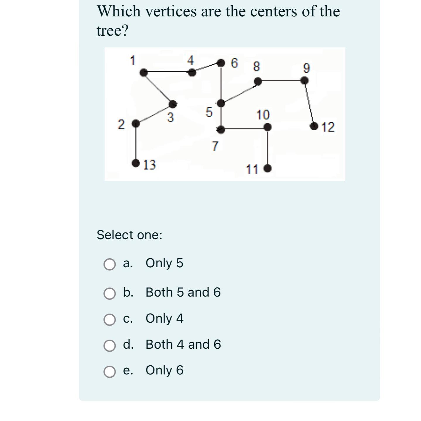 Solved Which vertices are the centers of the tree?Select | Chegg.com