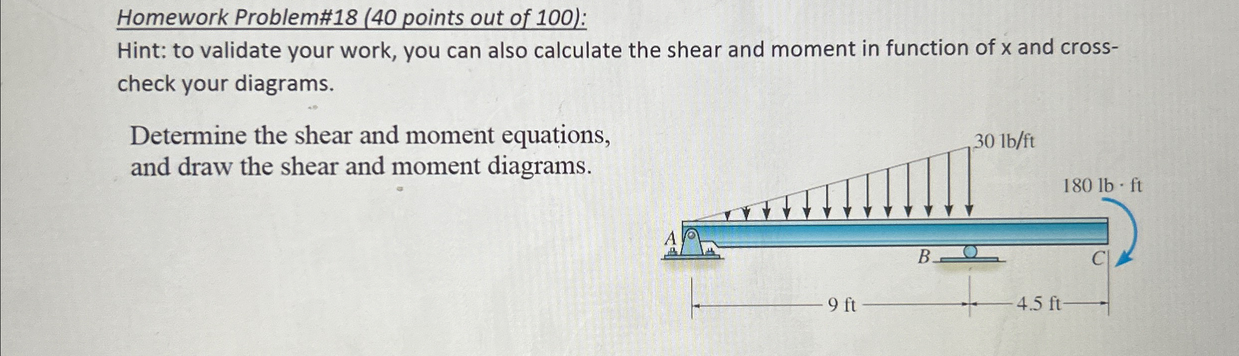 Solved Homework Problem#18 (40 ﻿points out of 100):Hint: to | Chegg.com