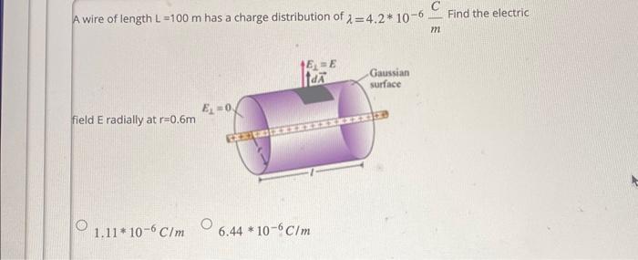 Solved A wire of length L=100 m has a charge distribution of | Chegg.com