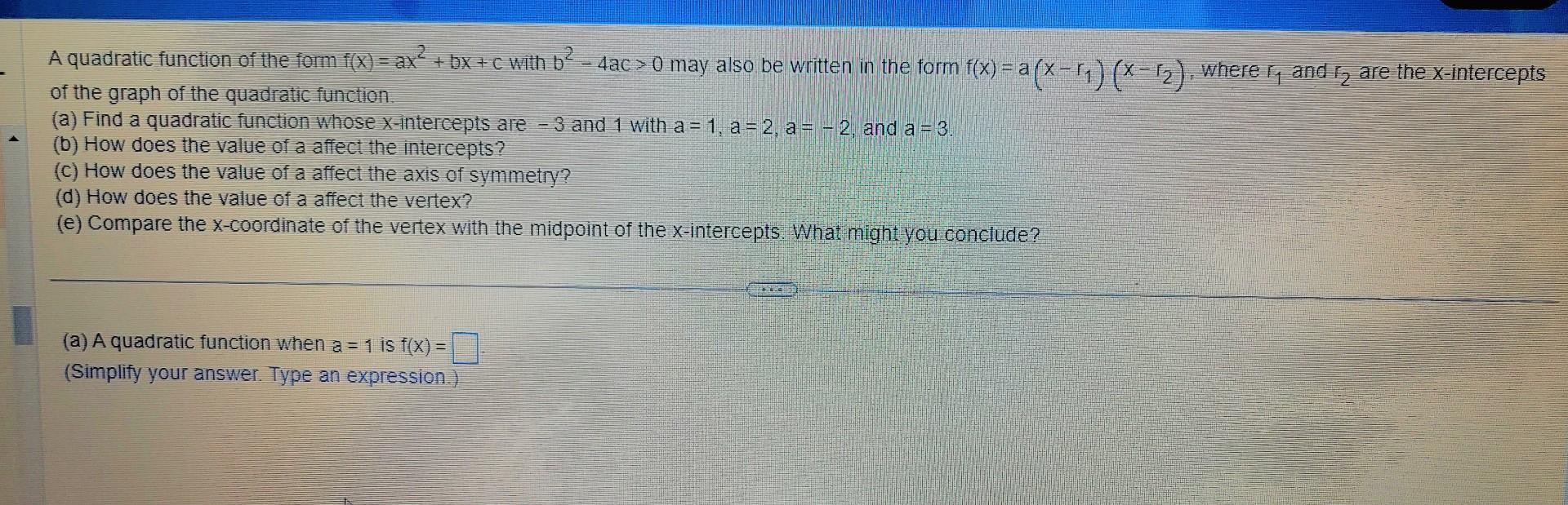 Solved A quadratic function of the form f(x)=ax2+bx+c with | Chegg.com