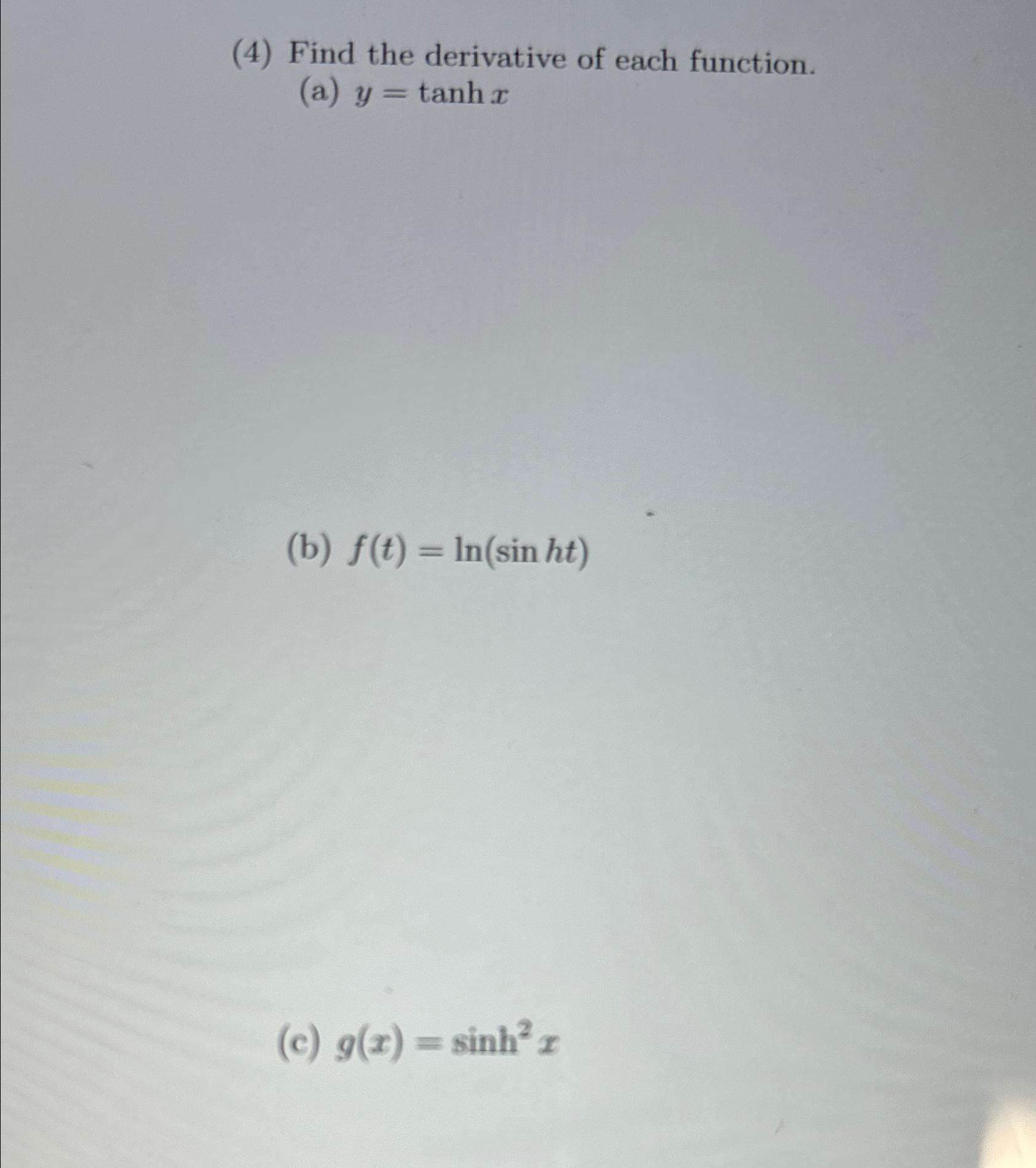 Solved 4 ﻿find The Derivative Of Each