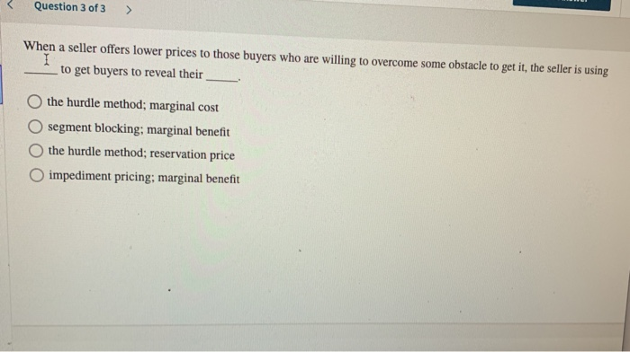 Solved Question 1 of 3 A market with a large number of | Chegg.com