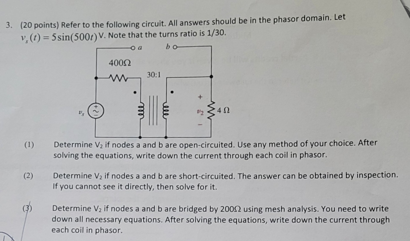 (20 ﻿points) ﻿Refer to the following circuit. All | Chegg.com