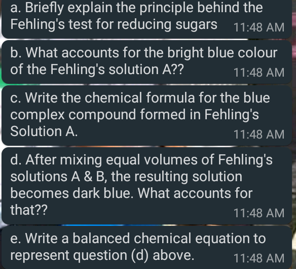 Solved a. Briefly explain the principle behind the Fehling's | Chegg.com
