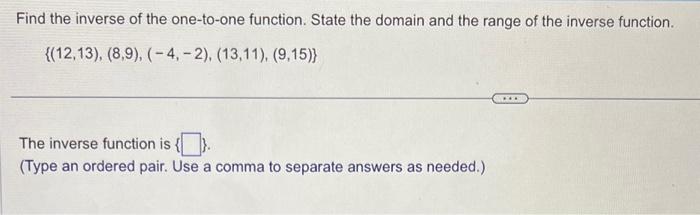 Solved Find the inverse of the one-to-one function. State | Chegg.com