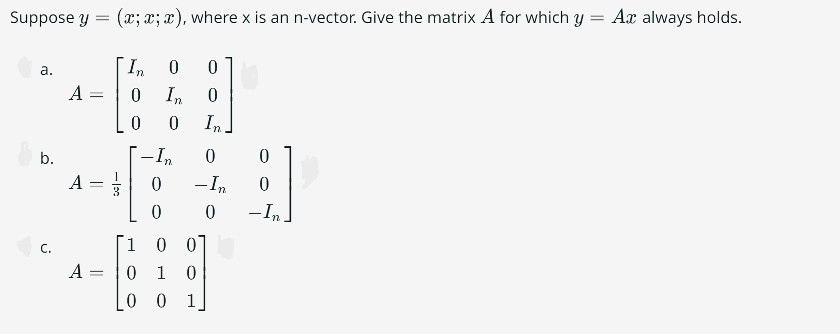 Solved Advanced Linear Algebra. Please choose the correct | Chegg.com