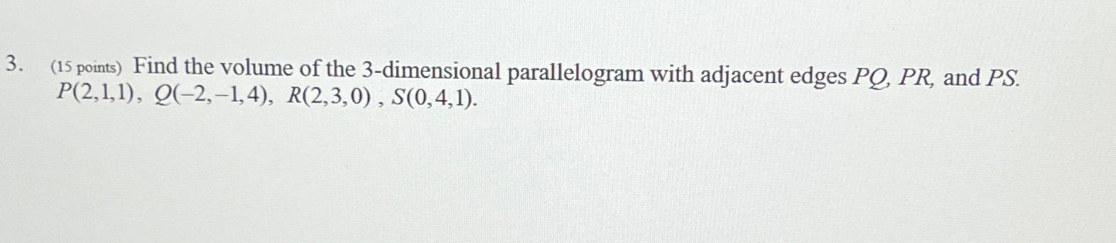 Solved (15 ﻿points) ﻿Find the volume of the 3-dimensional | Chegg.com