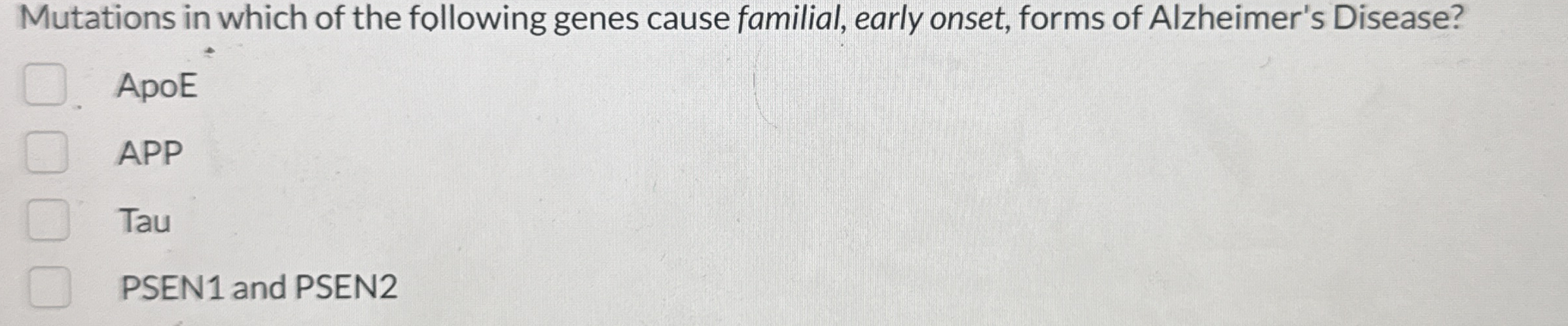 Solved Mutations in which of the following genes cause | Chegg.com