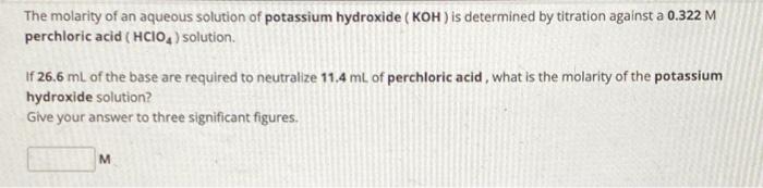 Solved The molarity of an aqueous solution of potassium | Chegg.com
