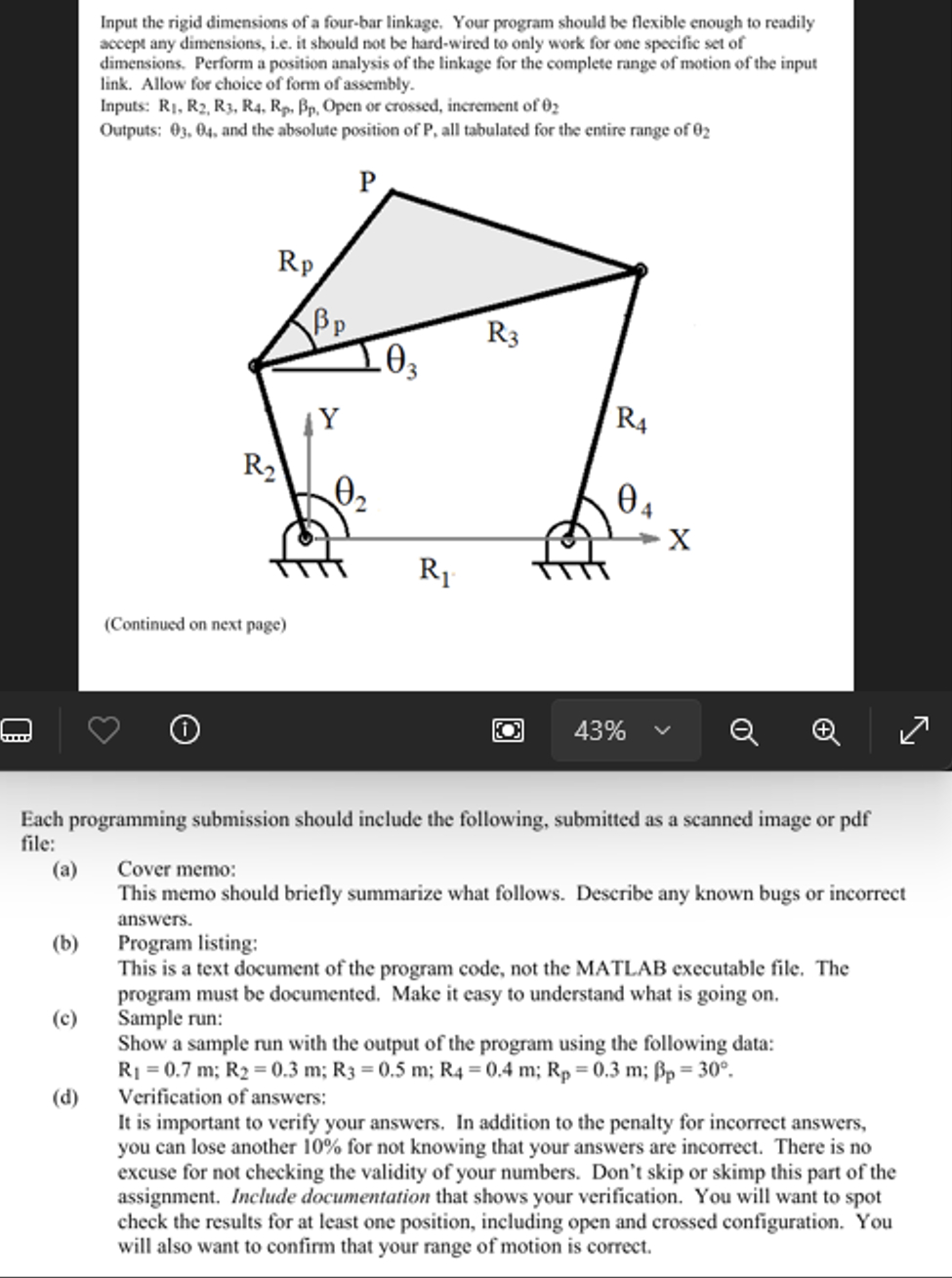 Solved Write a program in MATLAB to perform position | Chegg.com