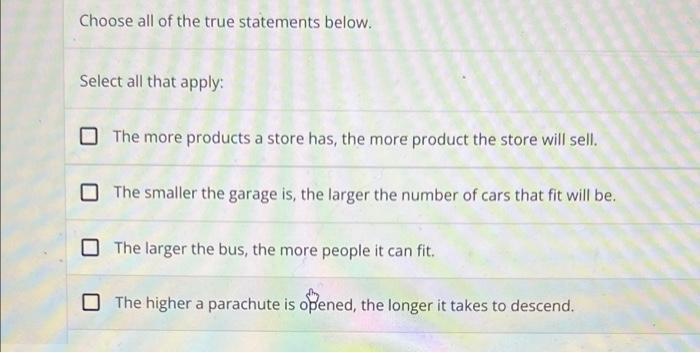 Solved Choose all of the true statements below. Select all | Chegg.com