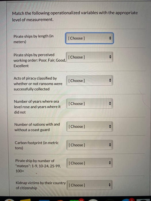 Solved Match the following operationalized variables with | Chegg.com