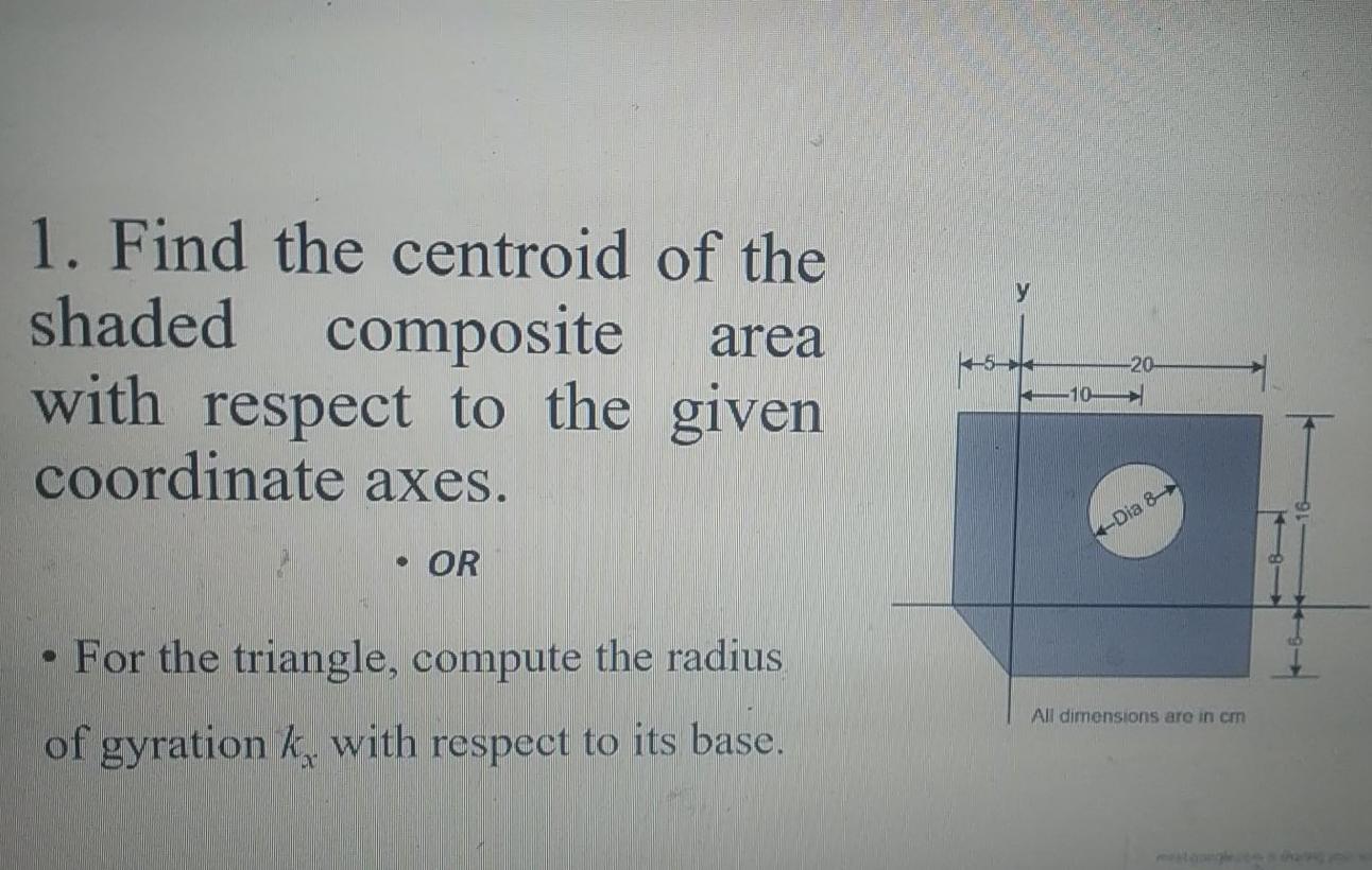 Solved y 1. Find the centroid of the shaded composite area | Chegg.com