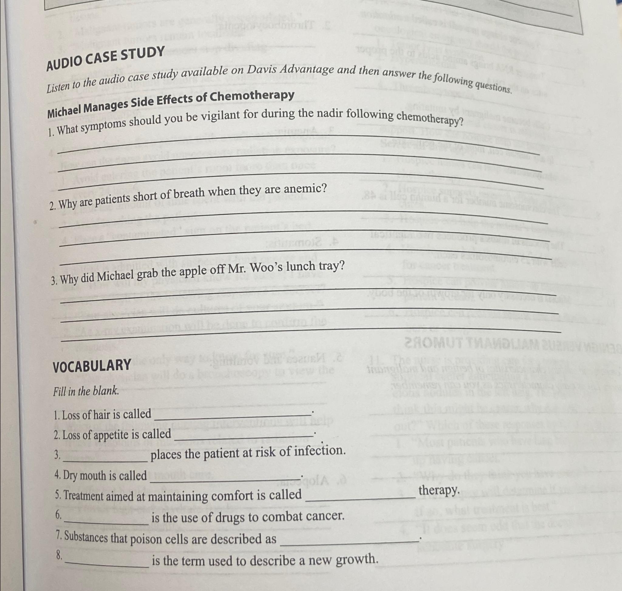 Solved AUDIO CASE STUDYListen to the audio case study | Chegg.com