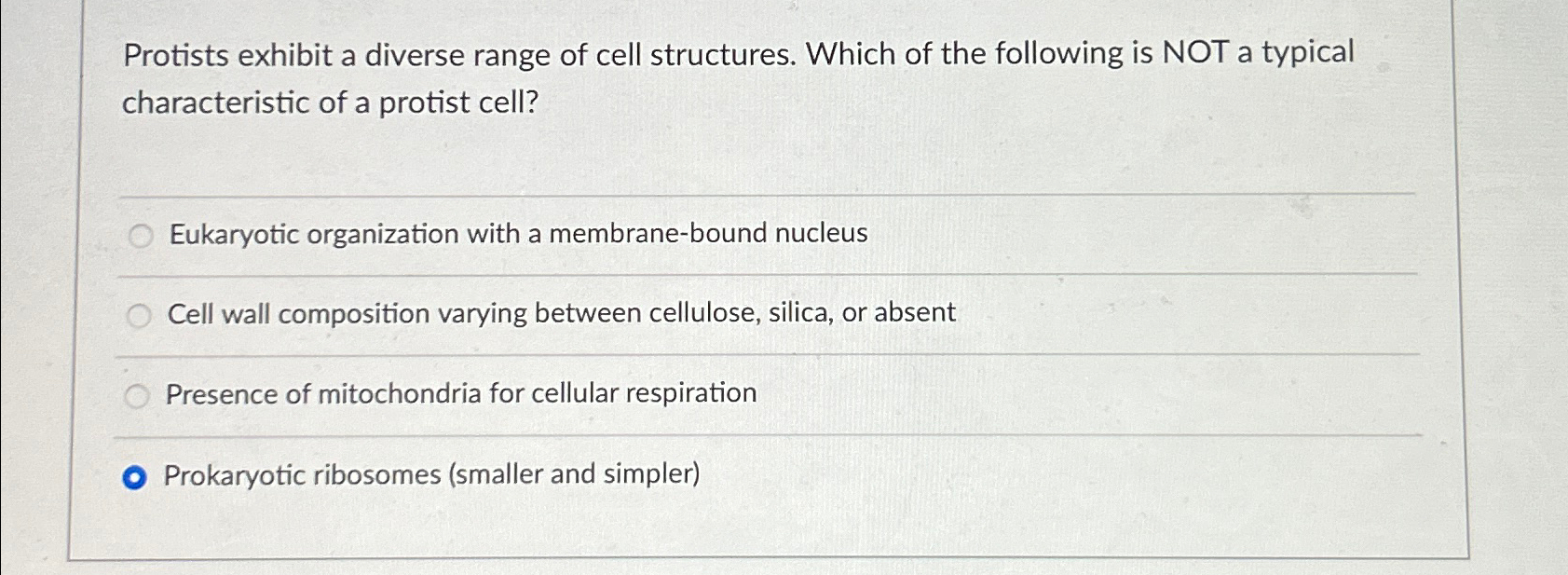 Solved Protists exhibit a diverse range of cell structures. | Chegg.com