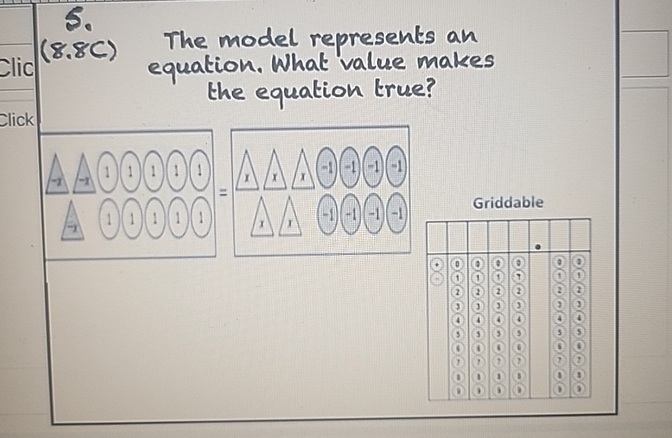 Solved (8.8C)The model represents an equation. What value | Chegg.com