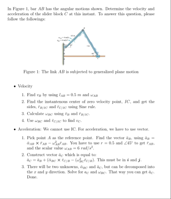 Solved In Figure 1, ﻿bar AB ﻿has the angular motions shown. | Chegg.com