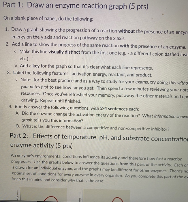 Solved Part 1: Draw an enzyme reaction graph (5 pts) On a | Chegg.com