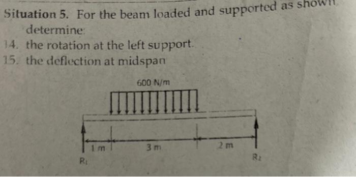 [Solved]: Situation 5. For the beam loaded and supported as