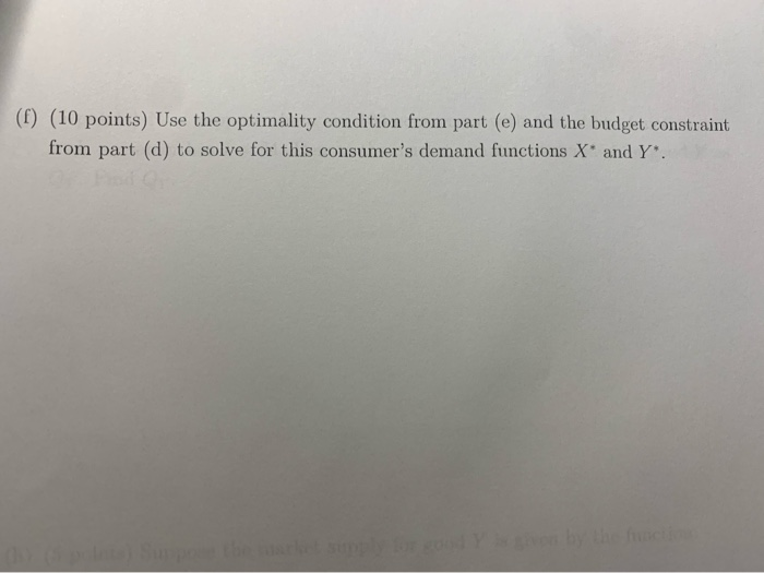 Solved (40 points) Consider a consumer with the following | Chegg.com