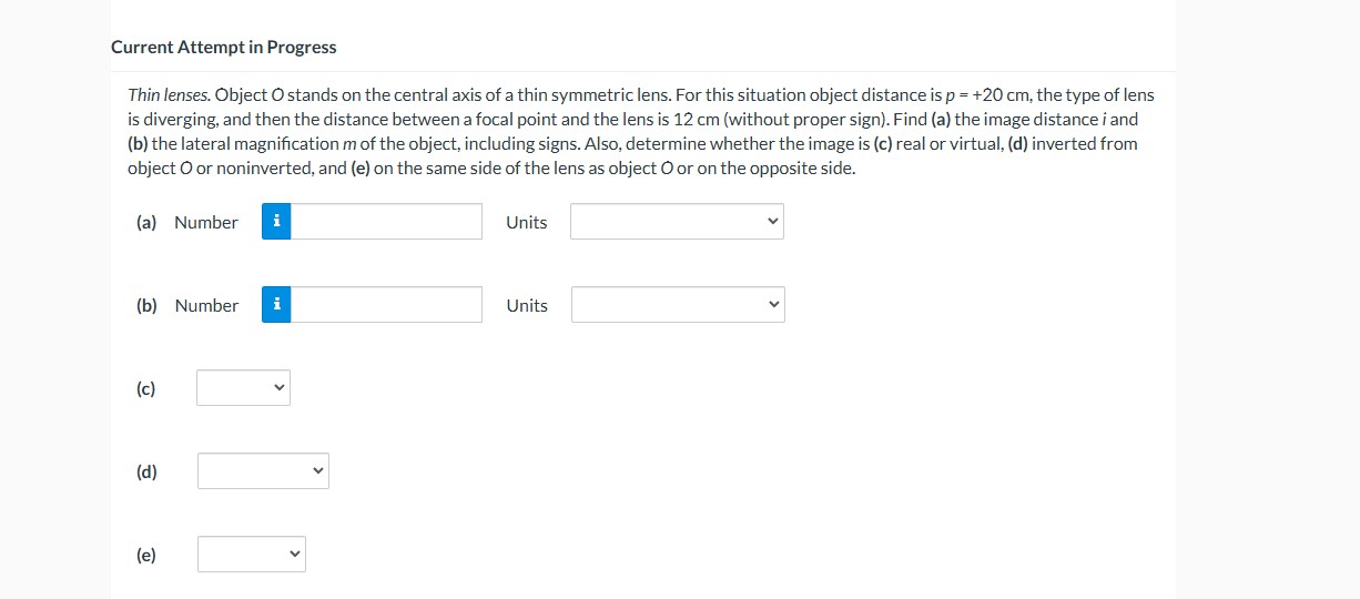 Solved Current Attempt in ﻿ProgressThin lenses. Object O | Chegg.com
