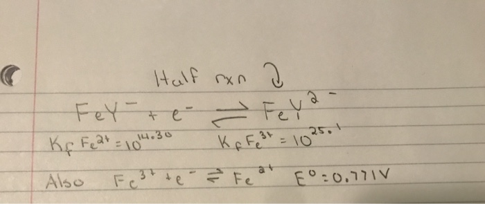 Solved Given the half reaction shown in picture and the Kf | Chegg.com
