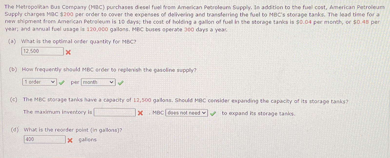 Solved The Metropolitan Bus Company (MBC) ﻿purchases diesel | Chegg.com
