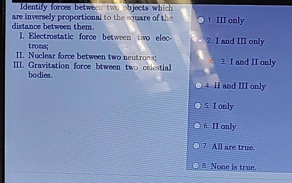 Solved 01. III only Identify forces between two objects | Chegg.com