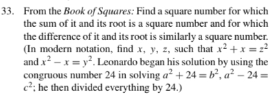 Solved From the Book of Squares: Find a square number for | Chegg.com