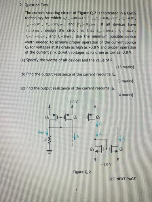 Solved 2. Question Two The current-steering circuit of | Chegg.com
