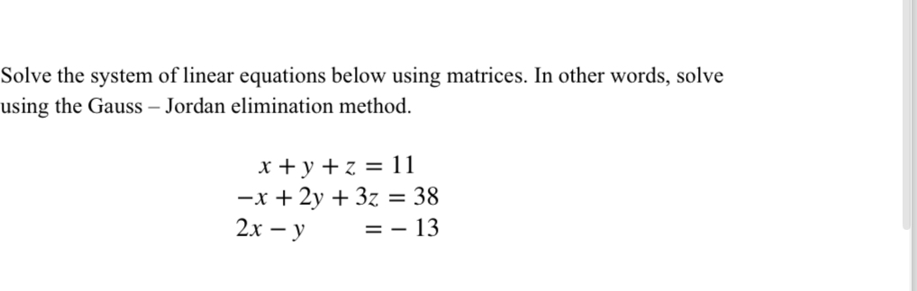 Solved Solve the system of linear equations below using | Chegg.com