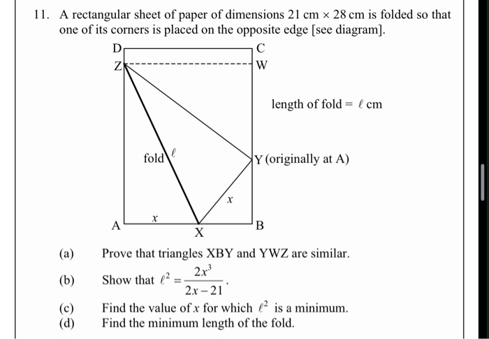 Solved 11. A rectangular sheet of paper of dimensions 21 cm | Chegg.com