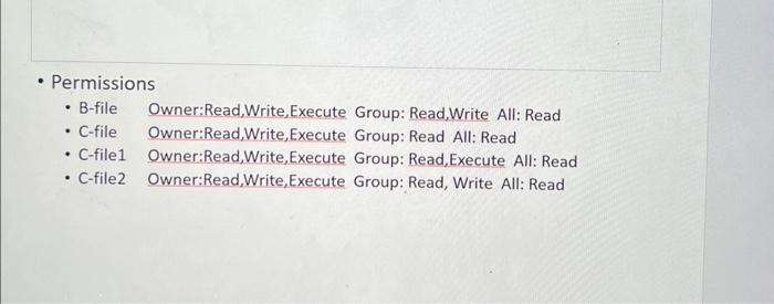 Solved - Permissions - B-file Owner:Read,Write,Execute | Chegg.com