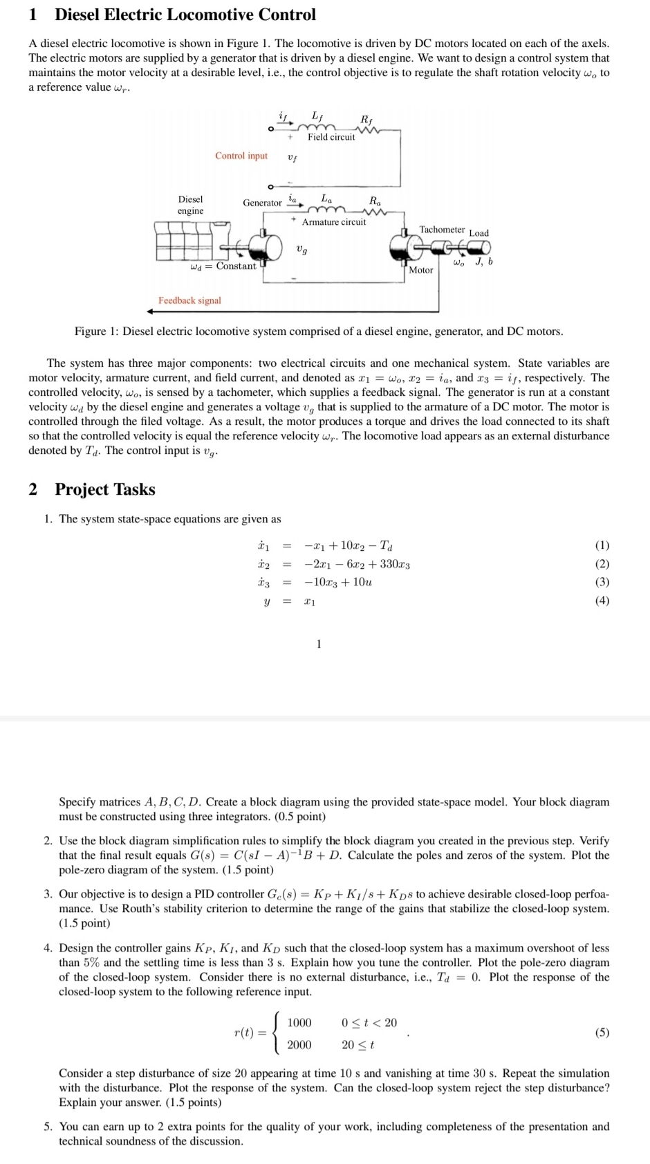 Solved 1 ﻿Diesel Electric Locomotive ControlA diesel | Chegg.com