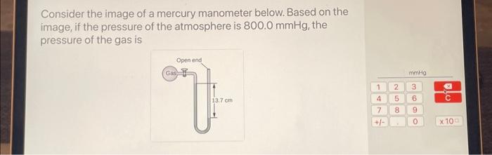 Solved Consider the image of a mercury manometer below. | Chegg.com
