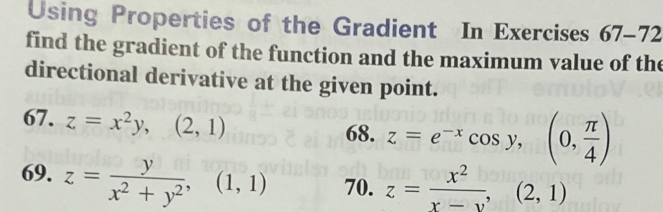 Solved Using Properties of the Gradient In Exercises 67-72 | Chegg.com