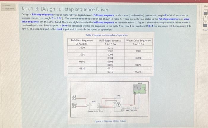 Task 1-A: Design Half Step Sequence Driver Design a | Chegg.com