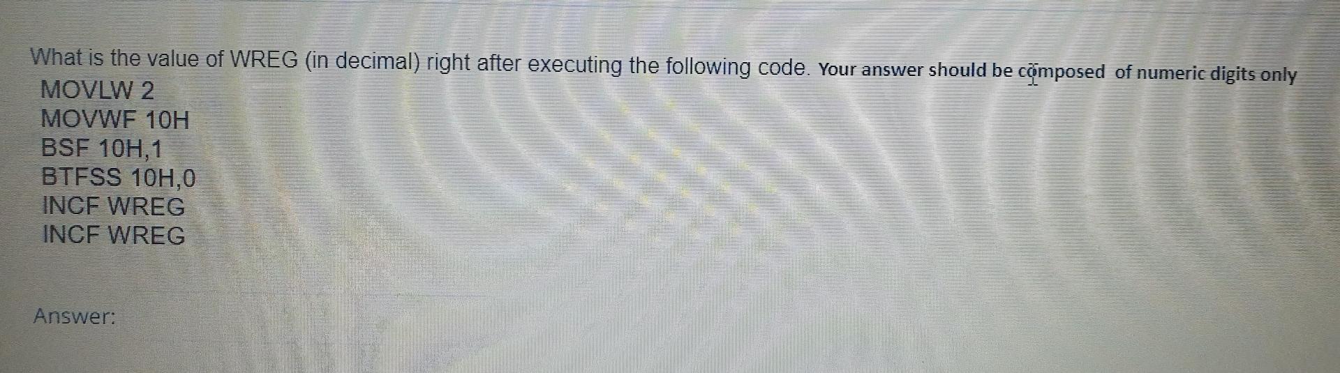 Solved What is the value of WREG (in decimal) ﻿right after | Chegg.com