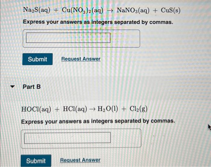 Solved balance each equation.Na2S(aq) + Cu(NO3)2 (aq) → | Chegg.com