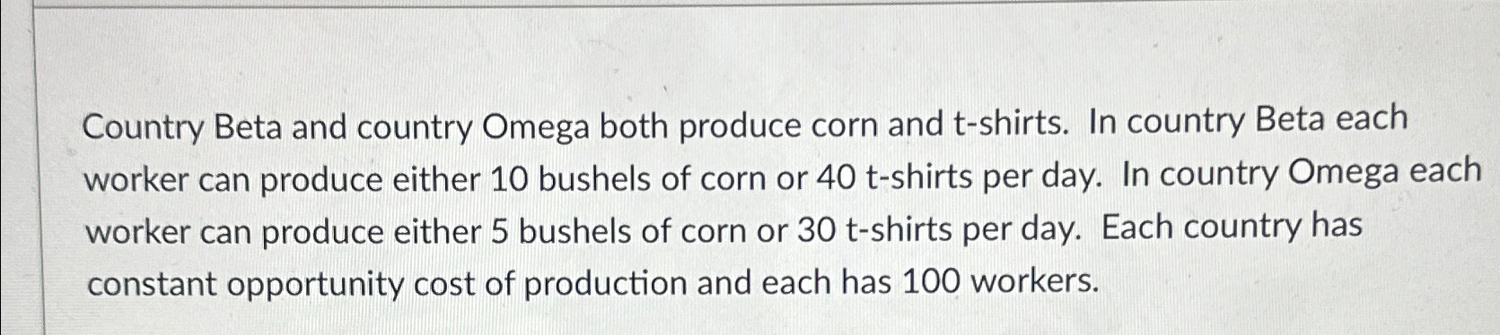 Solved Country Beta and country Omega both produce corn and | Chegg.com