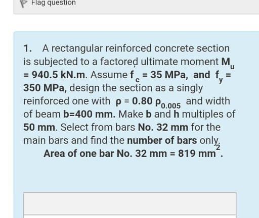 Solved P Flag question 1. A rectangular reinforced concrete | Chegg.com