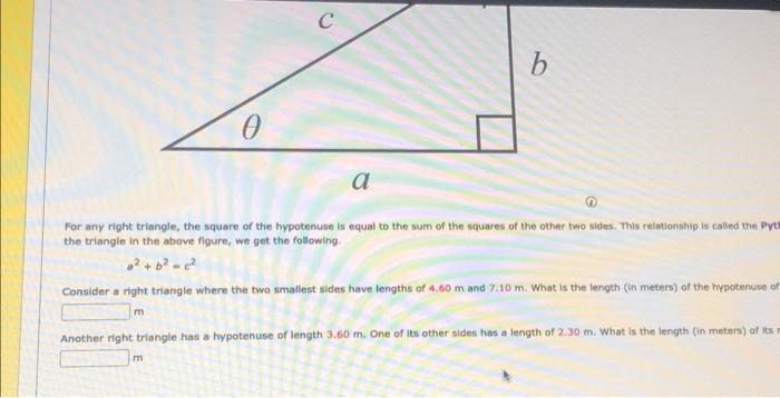 For any right triangle, the square of the hypotenuse | Chegg.com