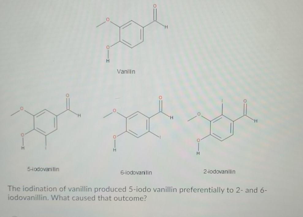 Solved H Vanillin H 5- odovanilin 6-lodovanillin | Chegg.com